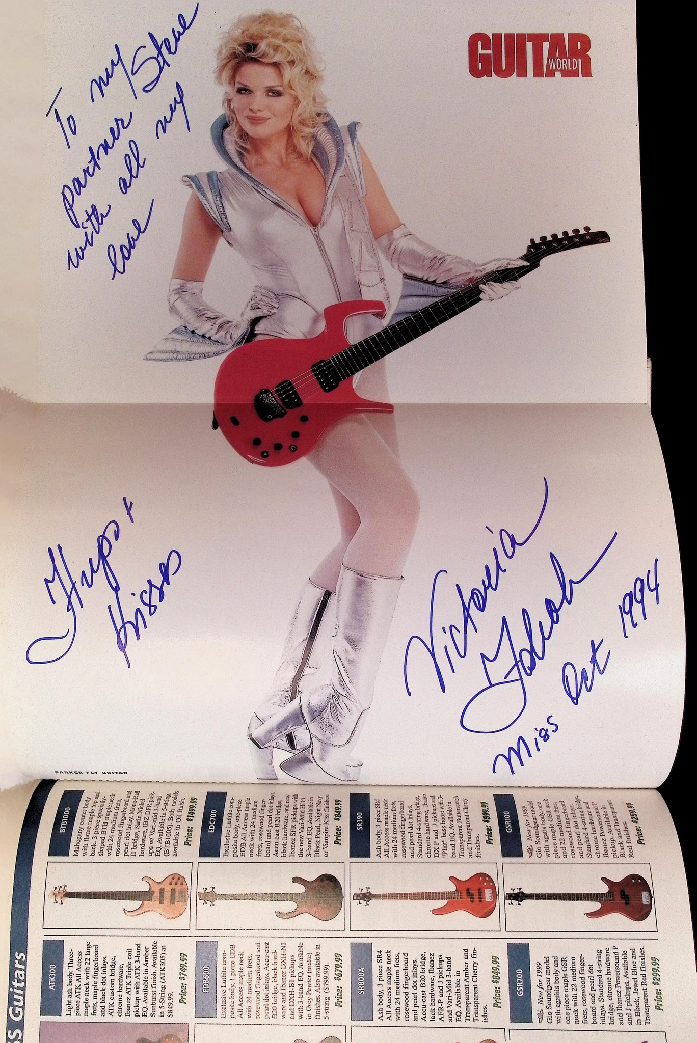 Victoria Zdrok AUTOGRAPHED on Pin-up Centerfold of Guitar World Buyer ...